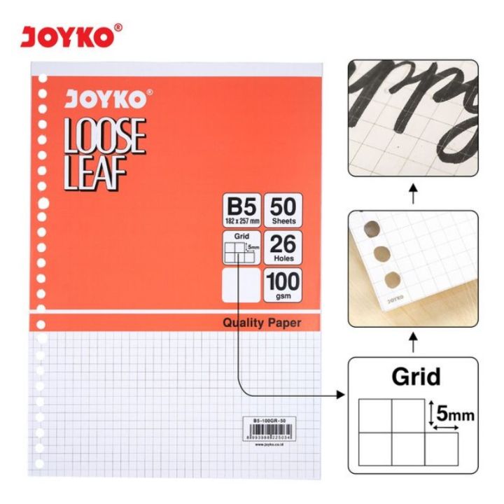 JOYKO Loose Leaf B5 Kotak B5-100GR Isi Kertas File Binder Grid 100 Gsm ...