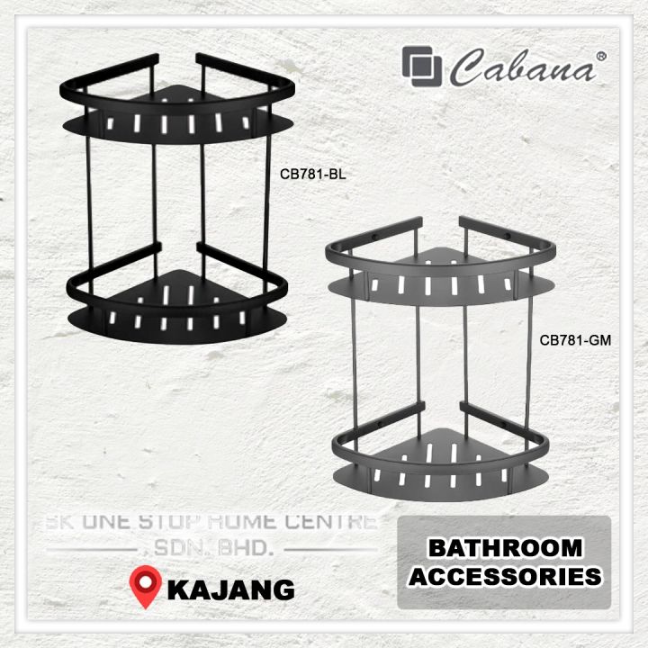 CABANA Bathroom Wall Double Corner S/Steel Basket Shampoo Rack Storage ...