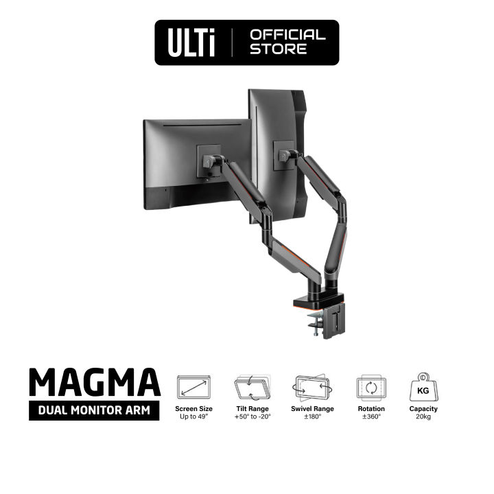 ULTi Magma Heavy-duty Dual Monitor Arm for Ultrawide Monitors (up to ...