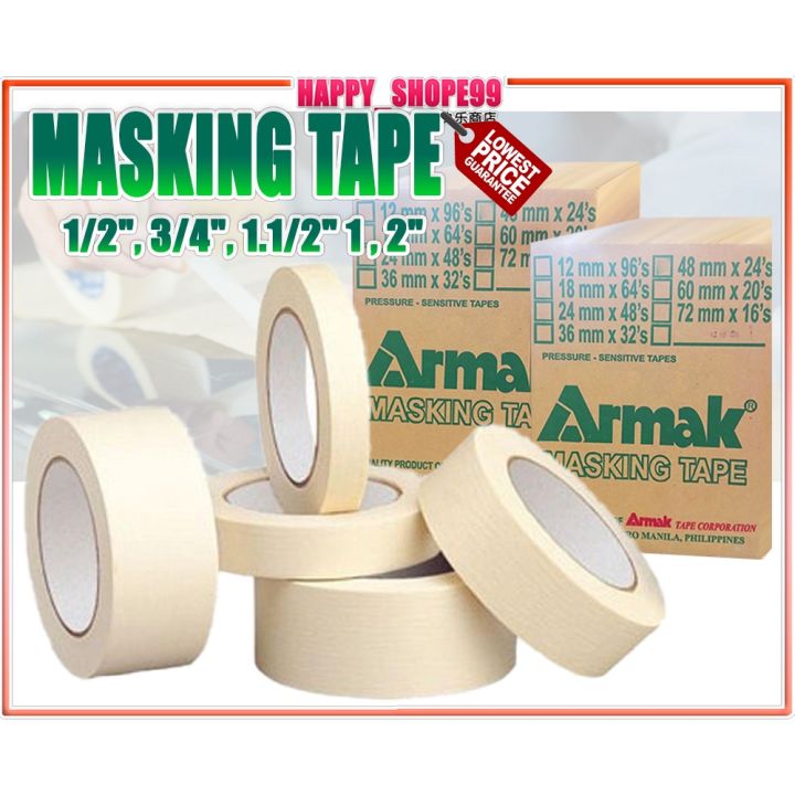 Masking Tape 1/2", 3/4", 1" (10 YARDS) Armak, Paramount, Hawk, Diamond ...