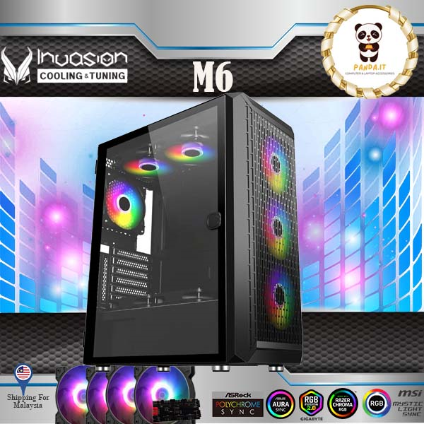 🔥🔥 HOT ITEM 🔥🔥Invasion M-6 ATX Mid-Tower Gaming Casing with 4 ARGB Fan ...