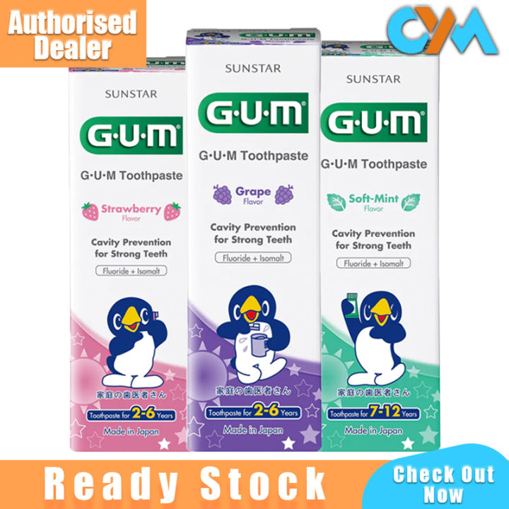 Sunstar GUM Kids Toothpaste Ubat Gigi 70g Mint Strawberry Grapes 2-12 ...