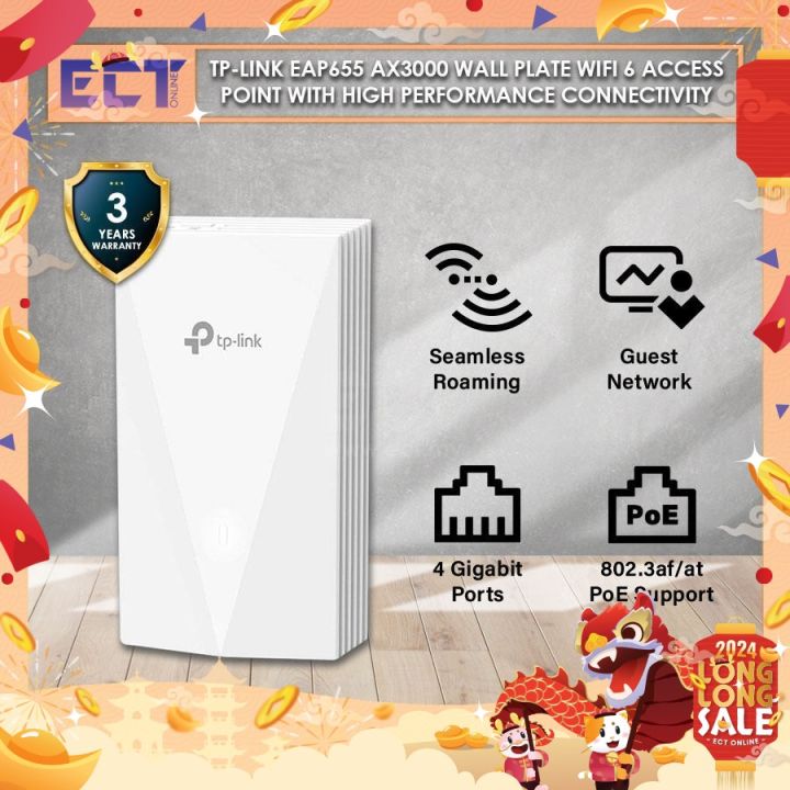 TP-Link EAP655 AX3000 Wall Plate Wifi 6 Access Point With High ...