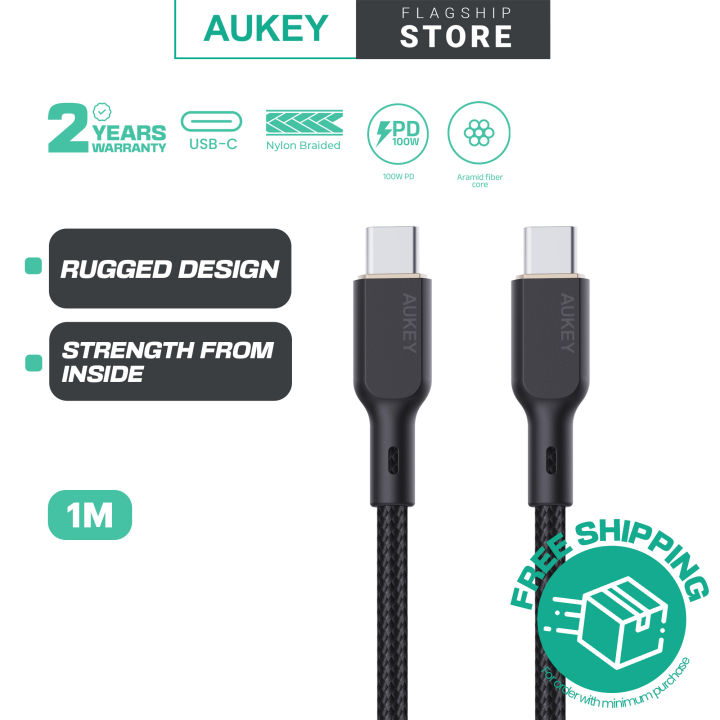 Aukey Circlet Blink 100W Aramid Fiber Core USB C to USB C Cable PD ...