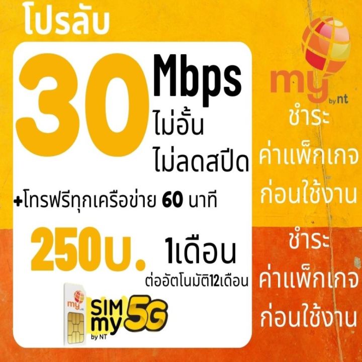 ซิมnt ซิมmy เน็ต 30 Mbps ไม่อั้นไม่ลดสปีด ต่ออายุอัตโนมัติเพียง 250บาท/เดือนจำกัดทั้งร้าน จำนวน ...