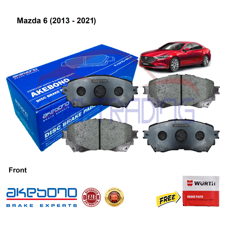 Genuine Akebono Front Brake Pads for Mazda 6 (2013 - 2021) with Wurth Brake Paste | Lazada PH