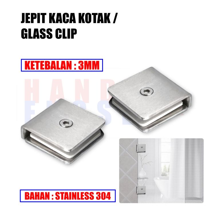 PENJEPIT KACA STAINLESS JEPITAN KACA KOTAK GLASS KLIP SS 304 | Lazada ...