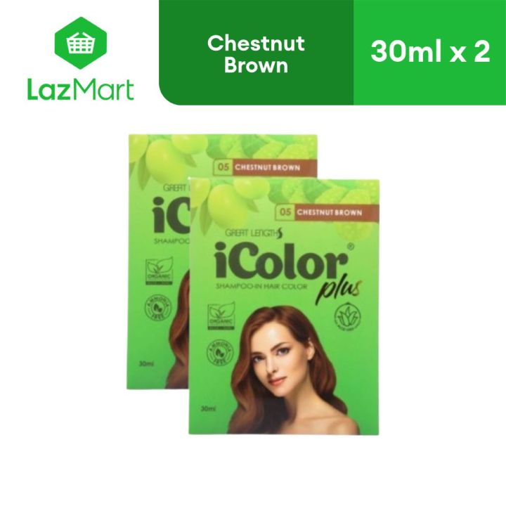 iColor Plus Shampoo-In Hair Color Chestnut Brown 30ml - Pack of 2 ...