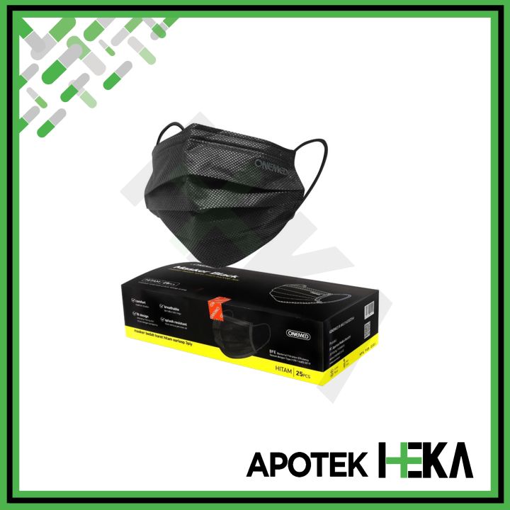 Masker Bedah All Black Onemed - Masker Medis Box isi 25 | Lazada Indonesia