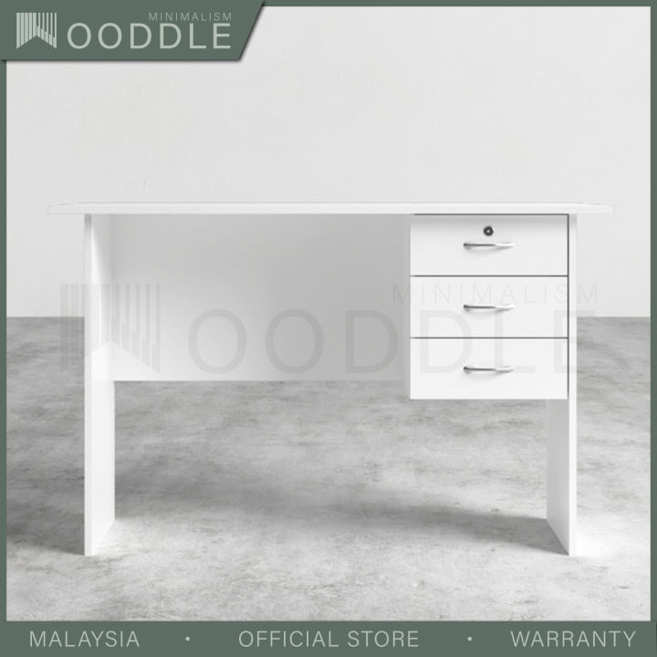 Wooddle Writing Table 4FT with 1 Locker and 3 Drawer Office Table ...