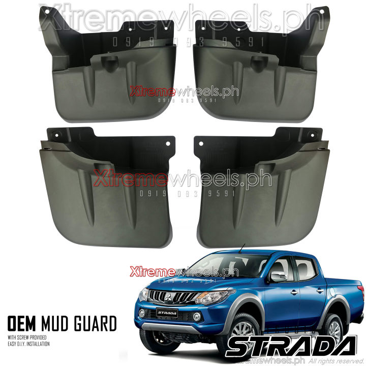 Mitsubishi Strada 2015-2018 Black Front and Rear Mudguard / Mud guard ...
