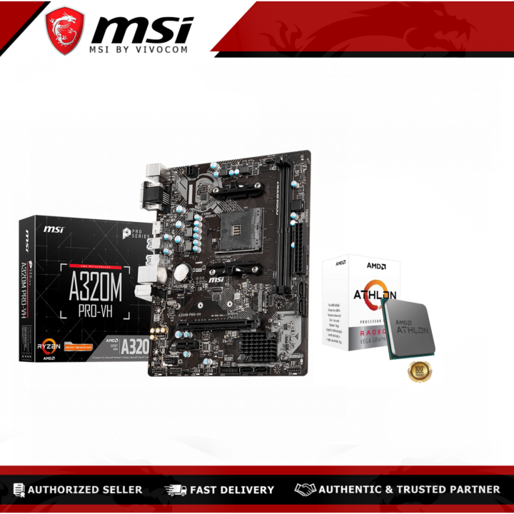Sale!! Bundle MSI A320M PRO VH Motherboard + ATHLON 3000G Processor ...