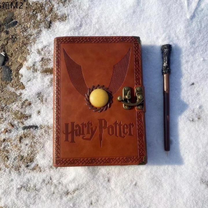 【new】Harry potter hogwawrts notebook with gold snitch natural gem ...