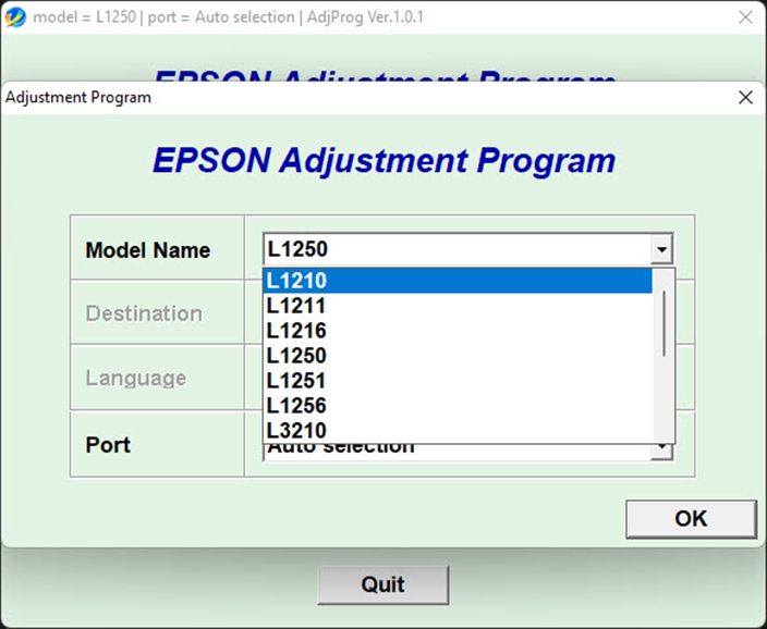 โปรแกรมเคลียร์ซับหมึก EPSON L1210 L1211 L1216 L1250 L1251 L1256 L3210 L3211 L3216 L3250 L3251 ...
