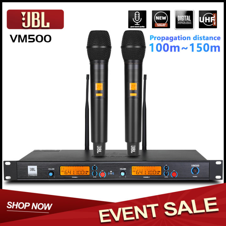 JBLไมโครโฟน VM-500 ไมค์ลอยไร้สาย UHF ความถี่ในการสลับด้วยปุ่มเดียว เสา ...