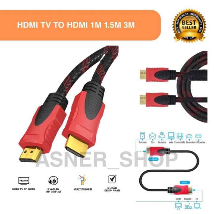 ASNR Kabel HDMI SET TOP BOX TV To HDMI 1M / 1.5M / 3M STB Serat Jaring ...
