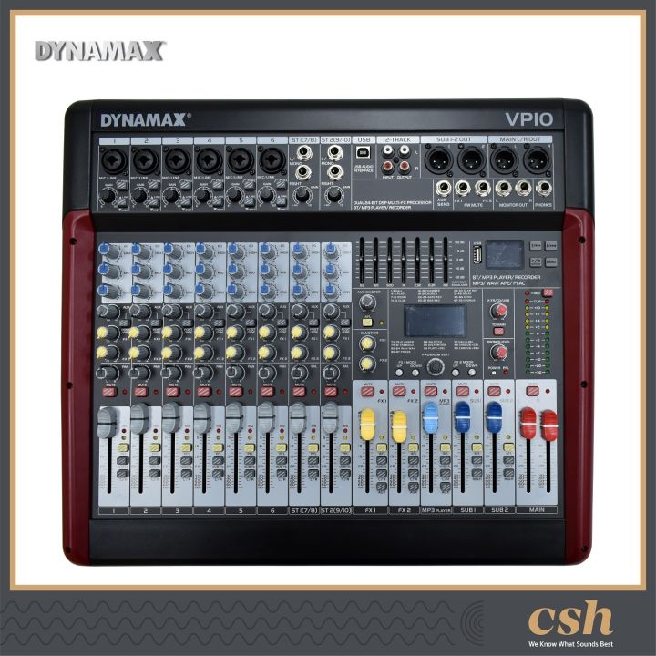 DYNAMAX VP10 10 channel (6 mono + 2 stereo) Mixer with Bluetooth | USB ...