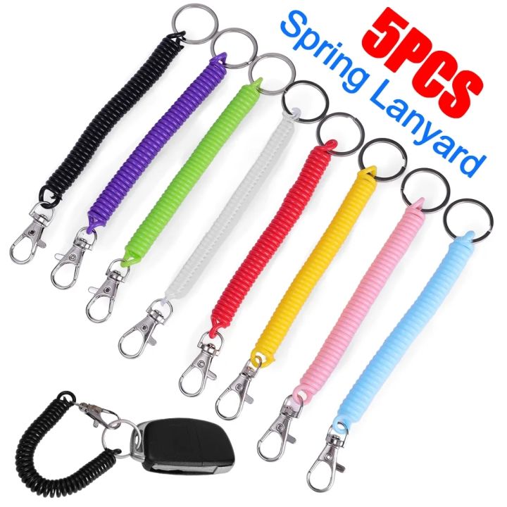 Retractable Spiral Spring Coil Car Keychain Rope Theftproof Anti Lost ...