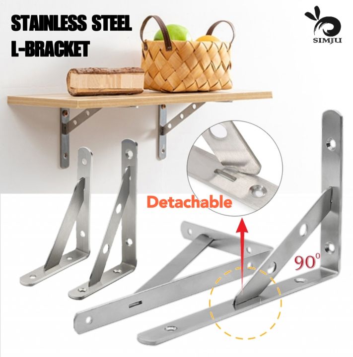 Stainless Steel Shelf L Bracket Angle Bracket Detachable Removeable ...