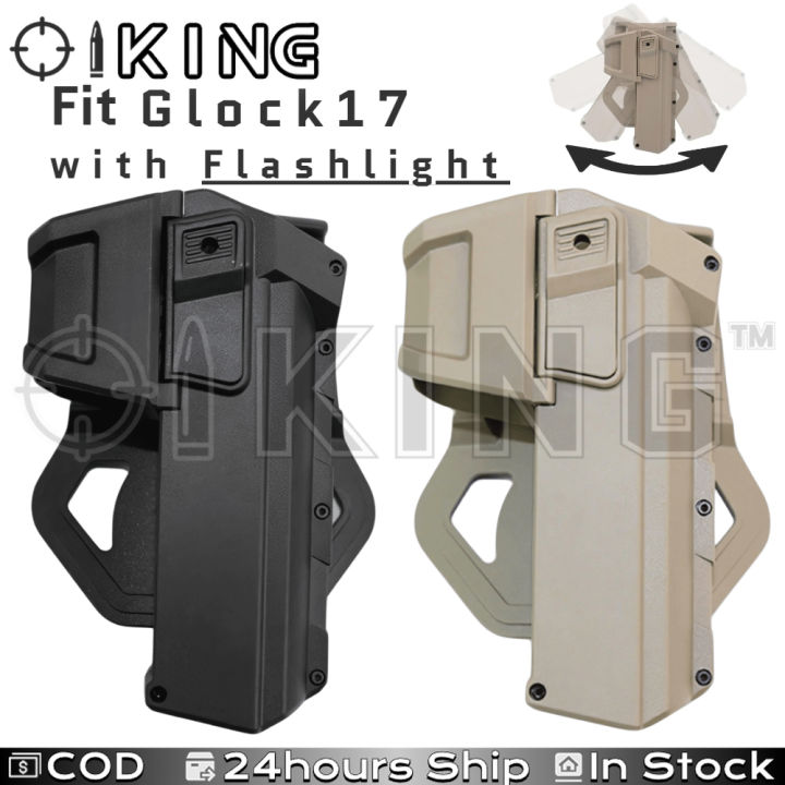 Oiking Tactical Gl-ock 17 Flashlight Holster Movable Pis-tol Holster ...