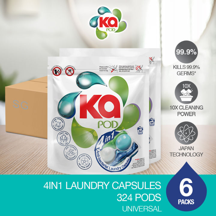 Ka 4in1 Laundry Capsules Refill 54 Pods x 6 Packs – Universal | Lazada Singapore