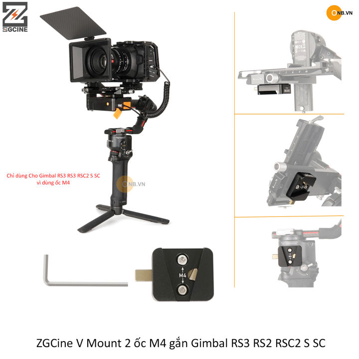 ZGCine V Mount 2 ốc M4 gắn Gimbal RS3 RS2 RSC2 S SC | Lazada.vn