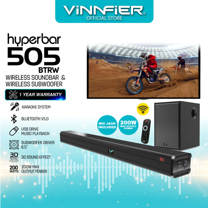 Vinnfier Hyperbar 505 BTRW Wireless Soundbar Wireless Subwoofer Karaoke ...
