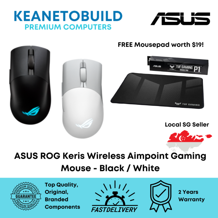 ASUS ROG Keris Wireless Aimpoint Gaming Mouse, 36,000 dpi, Tri-Mode Connection, Interchangeable ...