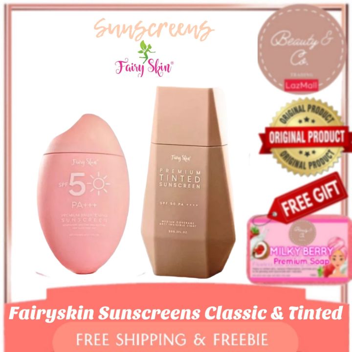 Fairyskin Premium Brightening Sunscreen & Fairy skin Tinted Sunscreen ...