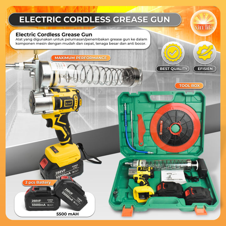 Cordless Electric Grease Gun Rechargeable 21V High Pressure Excavator ...