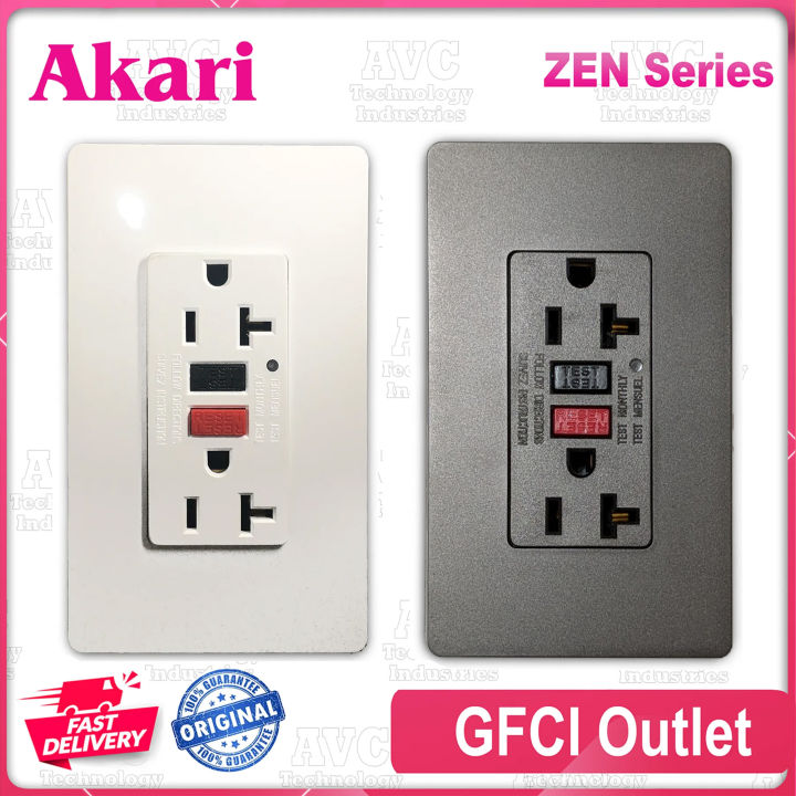 AKARI GFCI Safety Outlet 250V, 20A ZEN Series White and Graphite Black ...