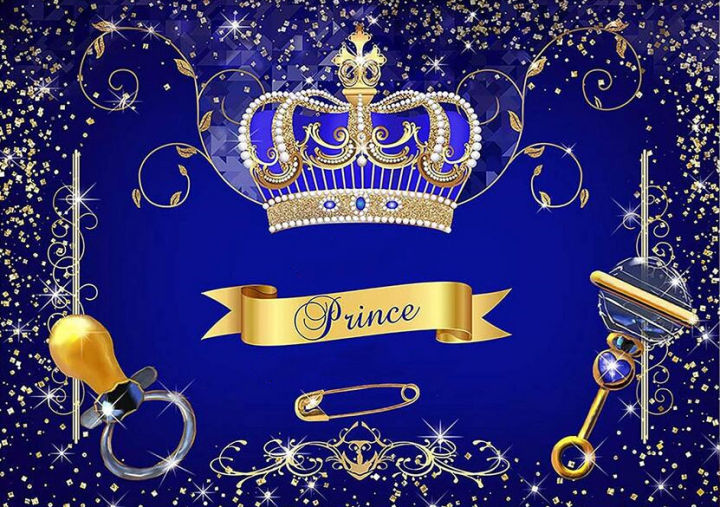 Royal Prince Backdrop for Party Decorations Royal Blue Gold Crown ...