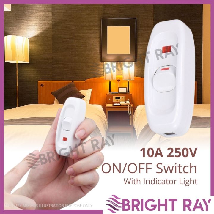 10A 250V On/Off Button Inline Cord Switch Desk Lamp Cord Cable Switch ...