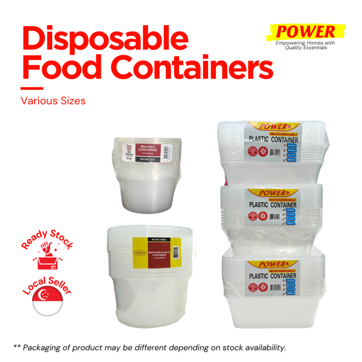 Disposable Plastic Food Container with Lid Round Rectangular Square ...