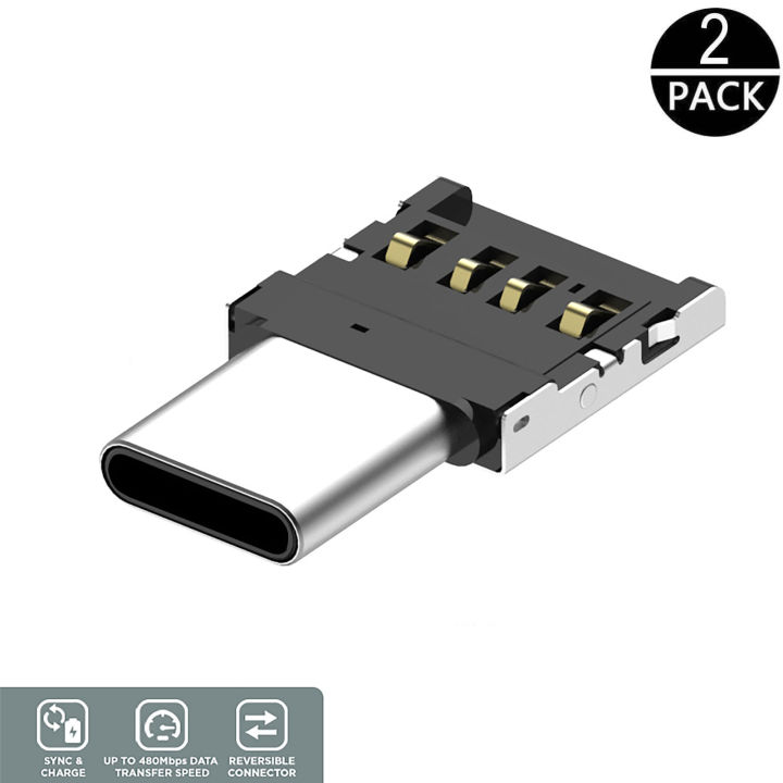 2022 2x Ultra Thin Type C Male to USB 2.0 OTG Mini Adapter Converter ...