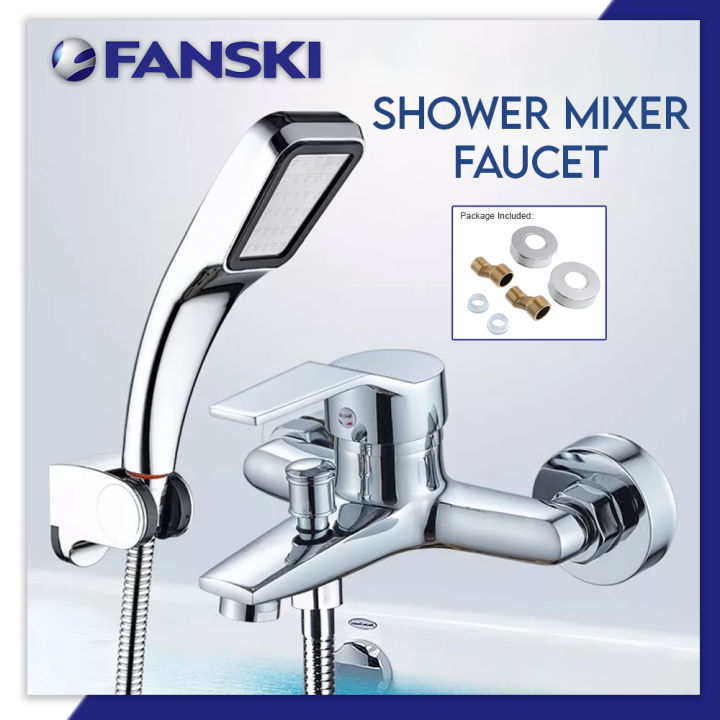 Long Bath Mixer Valve Hot and Cold Shower Faucet Wall Mounted Bathtub ...