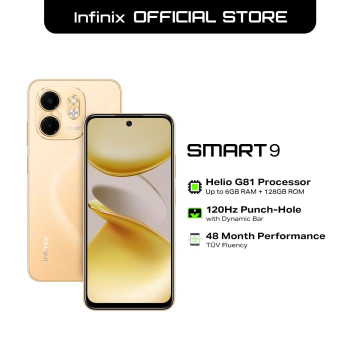 Infinix Smart 9, 128GB+6GB（3GB+3GB) MTK G81, 120Hz Display, (1 year ...