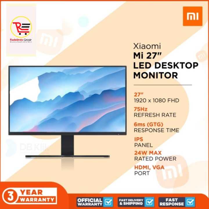 DEKSTOP MONITOR XIAOMI Mi27 Layar IPS 1080P 27 inch 75Hz FHD HDMI VGA ...
