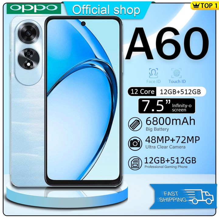 （NEW）มือถือ 0PP0 A60 RAM 12GB+ROM 512GB 120hz 7.5 นิ้ว 5GLTE แบตเตอรี่ ...