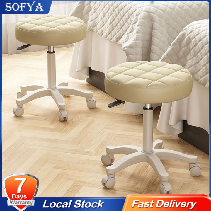 Sofya Round Rolling Stool Chair with wheel Adjustable Height Stool chair kerusi hospital Salon ...
