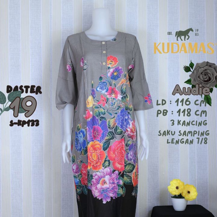 Daster 19 Batik Kuda Mas LD 116 cm | Busui 3 Kancing | Lengan 7/8 ...