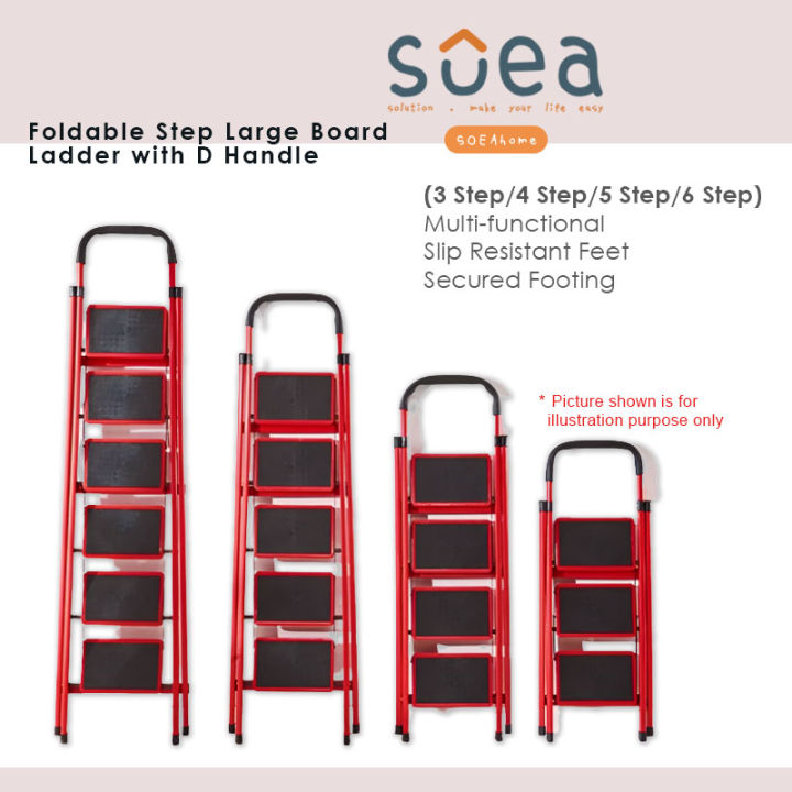 Foldable Step Large Board Ladder with D Handle (3 Step/4 Step/5 Step/6 ...