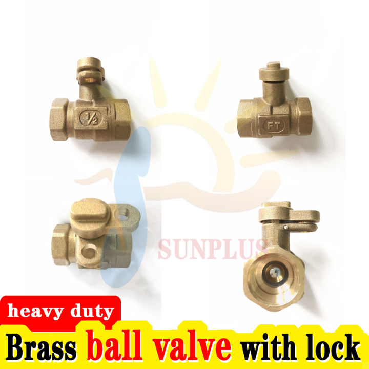 1/2-3/4 heavy duty Brass Ball Valve w/ Lock 1/2 for Water Meter Copper ...