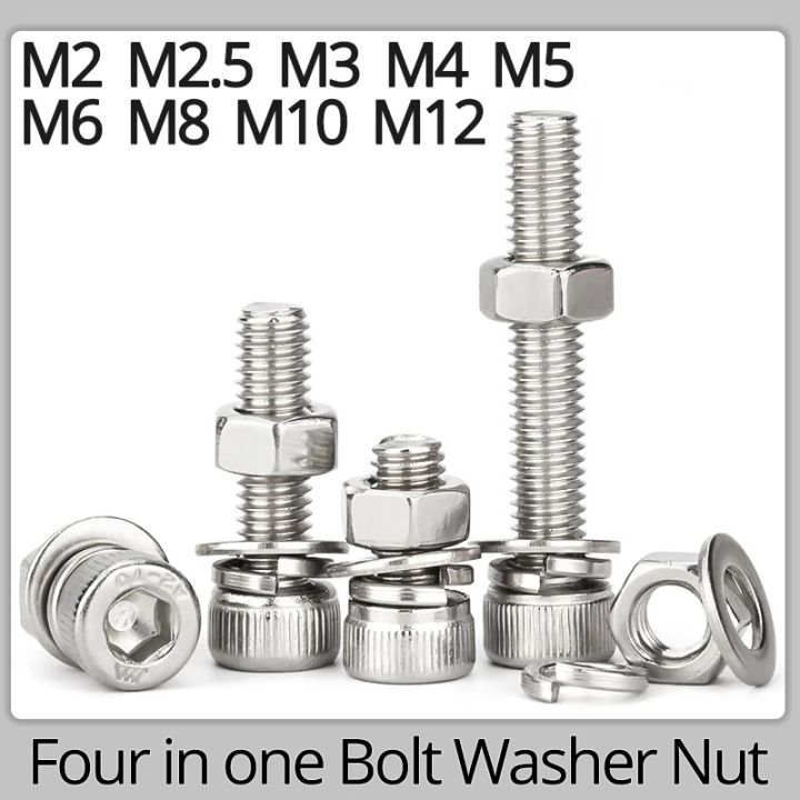 M2 M2.5 M3 M4 M5 M6 M8 M10 M12 Screw Four in One 304 Stainless Steel Cup Head Hexagon Socket ...