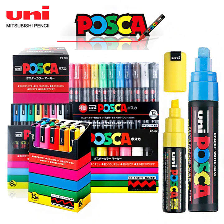1 Set UNI POSCA Marker Pen Set PC-1M/3M/5M/8k/17k Advertising Painting ...