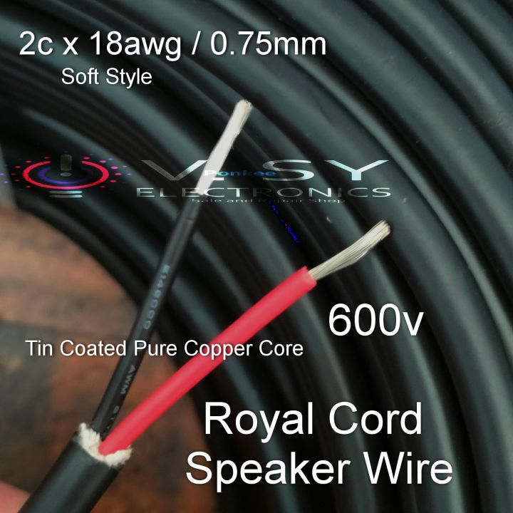 High Quality 2c x 18awg / 0.75mm / Gauge 18 Royal Cable Cord Electrical Speaker Wire Tin Coated ...