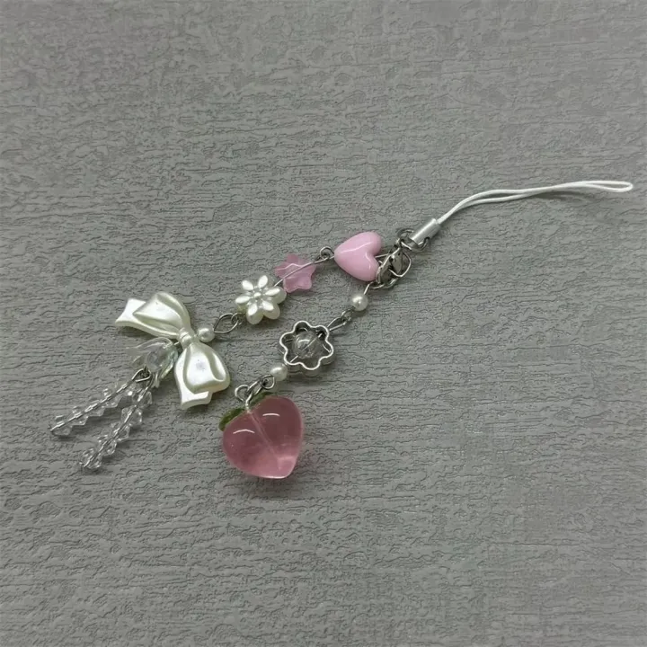 LITTLEX Kawaii Phone Charms Pendant Pink Y2K Peach Sweet Girl Keychain ...
