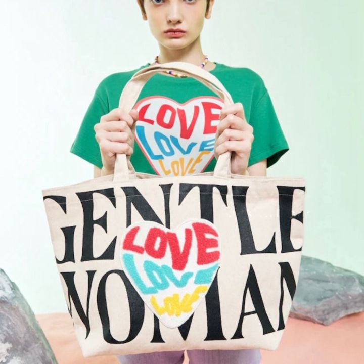 AI LIAN ชุดผ้าไทย กระเป๋าผ้าแคนวาสสตรี จดหมายรักรัก แบบพกพาได้ กระเป๋า ...