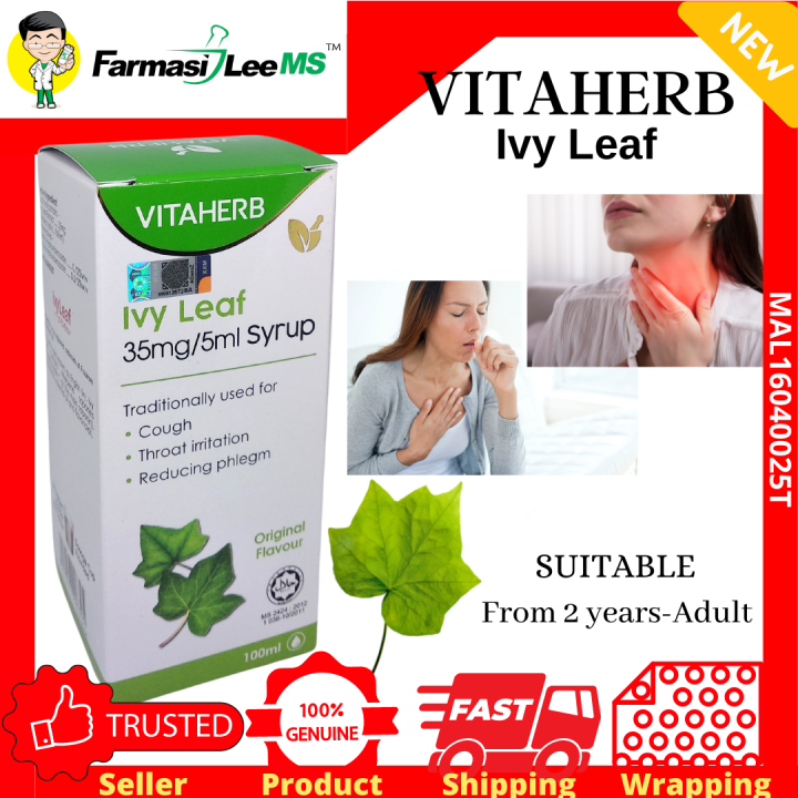 Vitaherb Ivy Leaf 35mg/5ml syrup 100ml (Exp 09/2026) Relieve cough ...