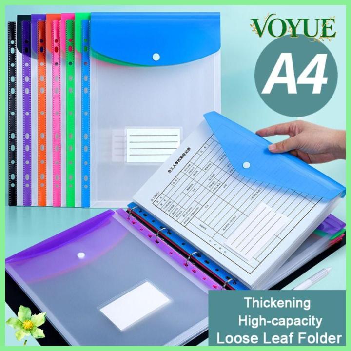 VOYUE 6 pcs Clear Binder Folders A4 PP Punched Pockets 6 colors Binder ...